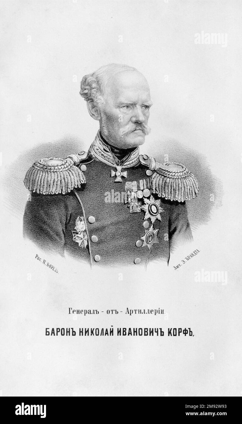 Russian general Nikolaus Johann Rudolf Baron von Korff (1793-1869) ca ...