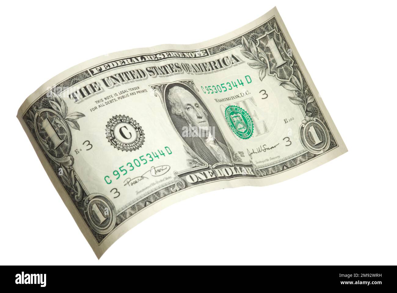 One American dollar bank note on white Stock Photo - Alamy