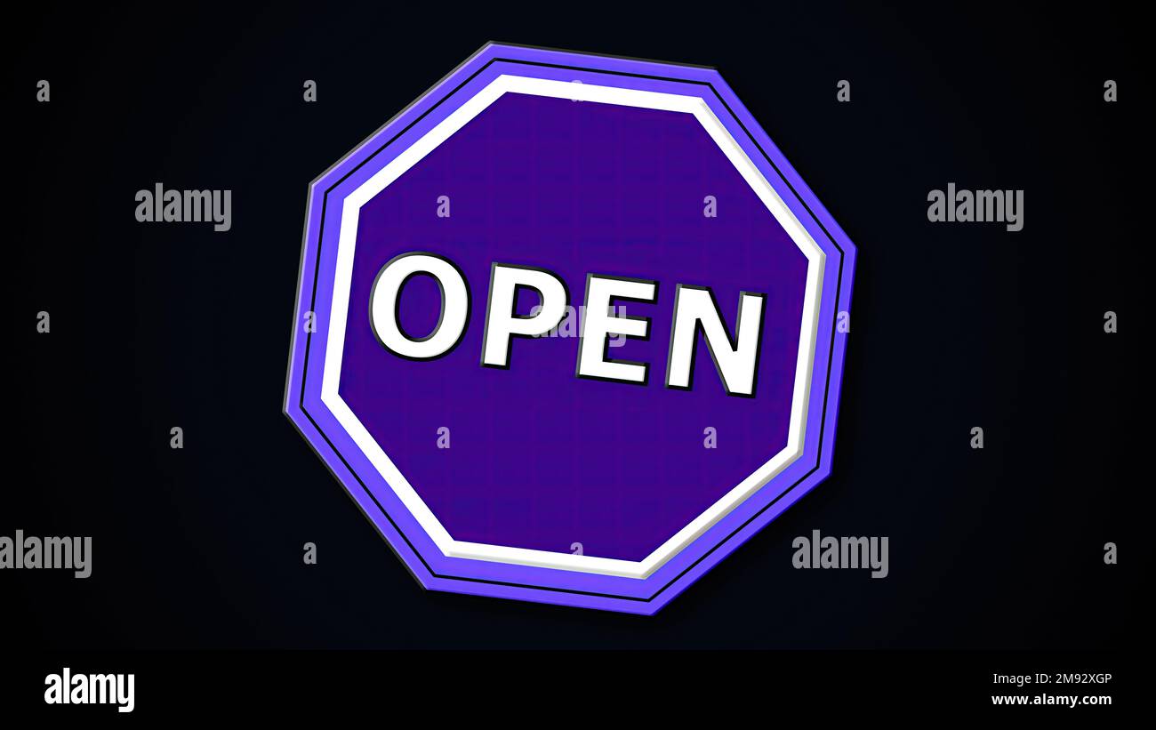 Open sign. Computer generated 3d render Stock Photo - Alamy