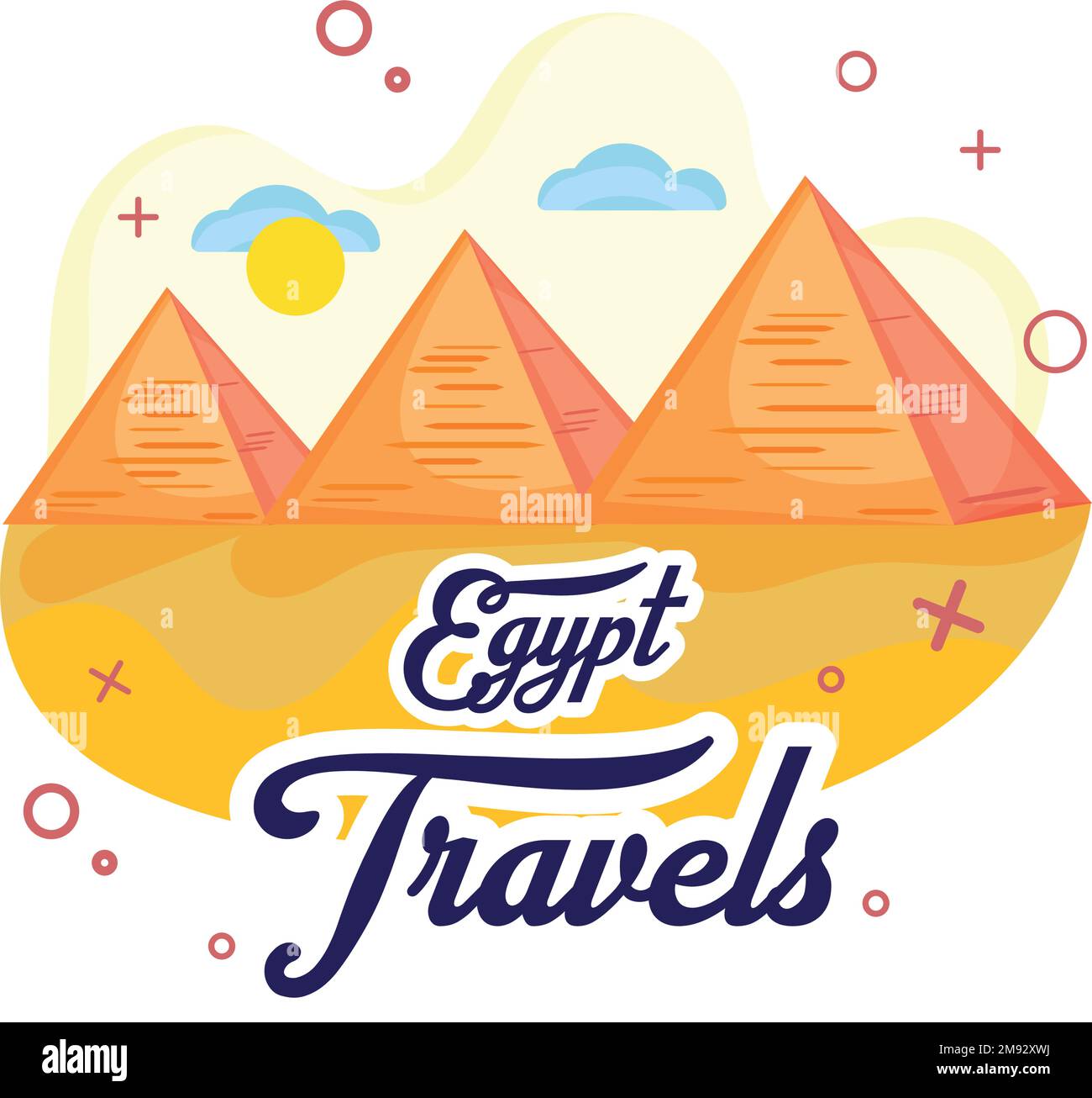 Cartoonish egyptian pyramid landscape Pastry colored travel poster ...