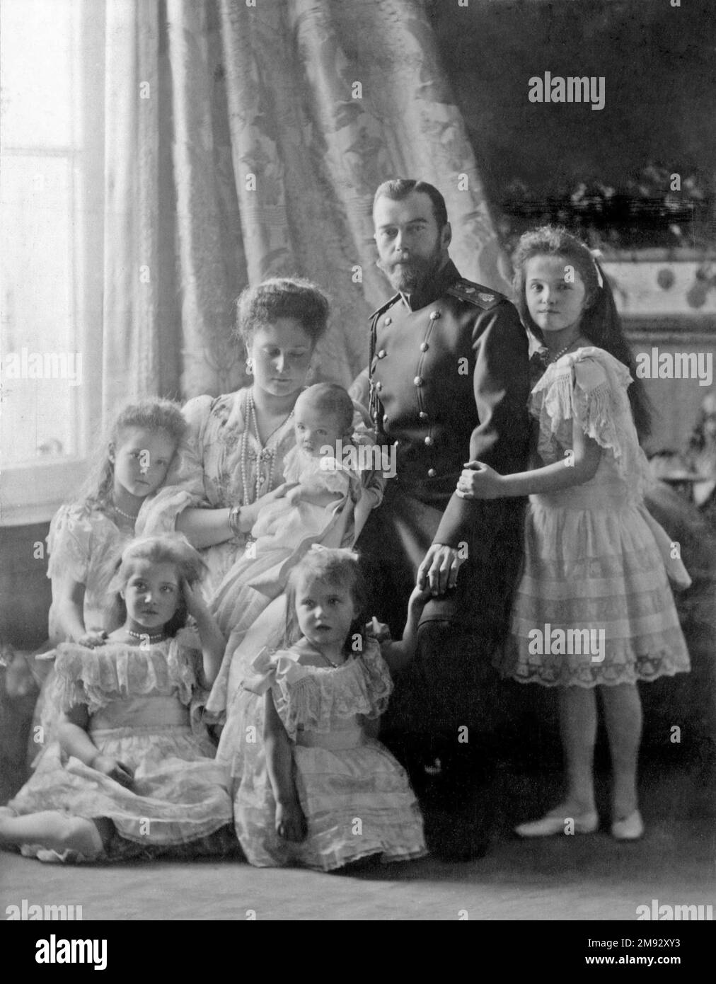 Nicholas II and family in a formal photograph, taken for the occasion ...