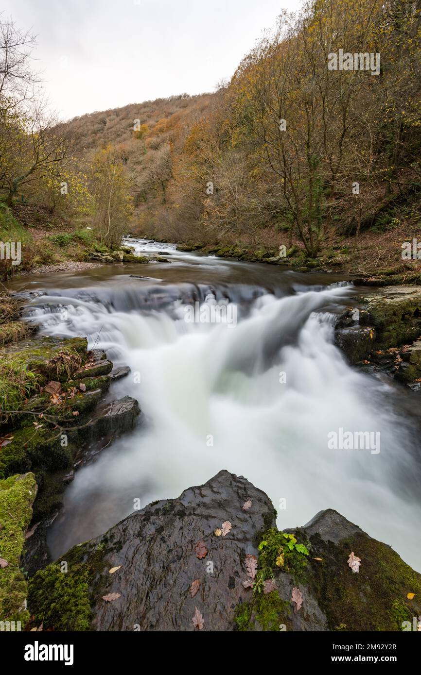 Long exposure of the Watersmeet Bridge waterfall on the East Lyn river ...