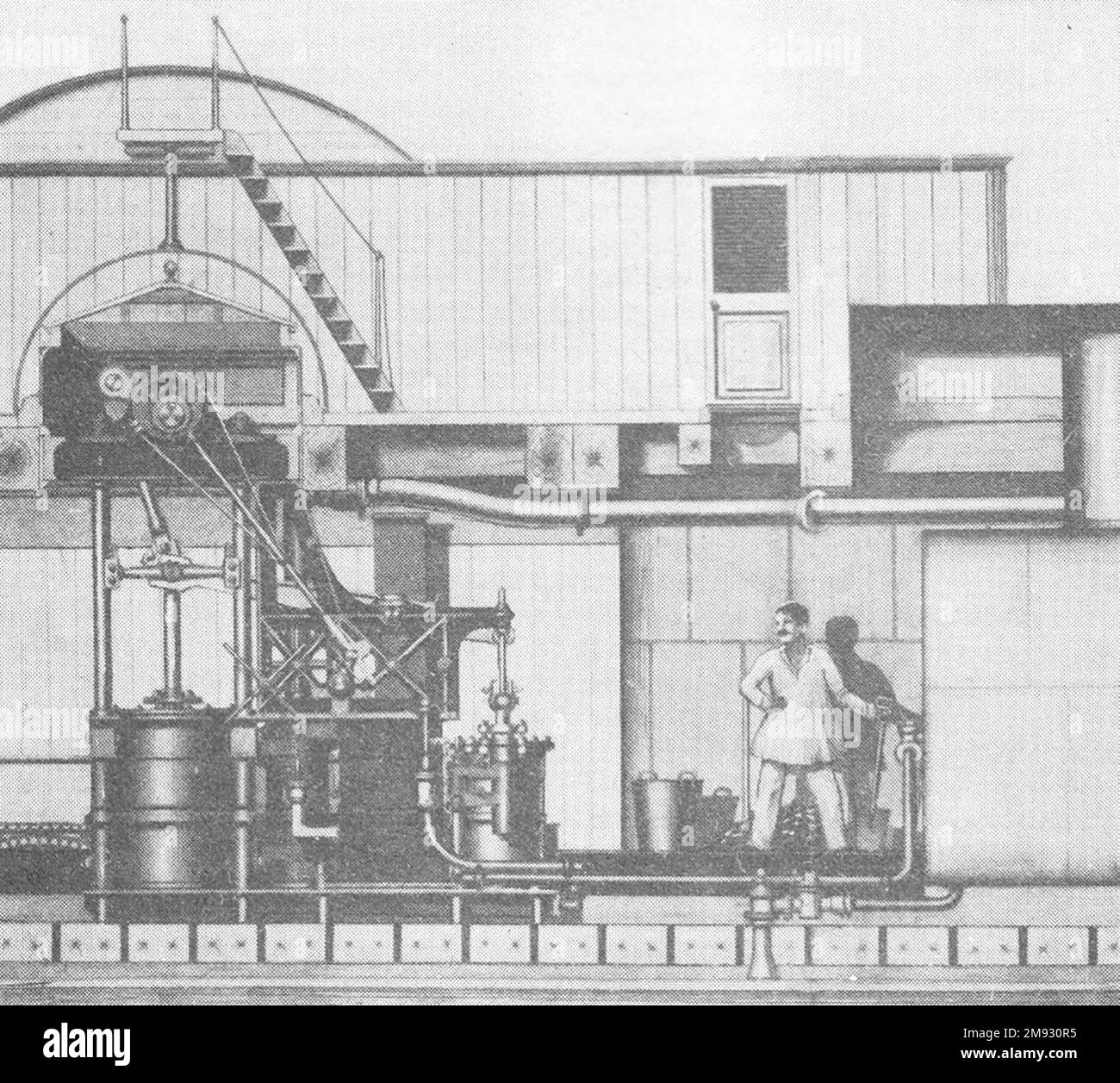 Engine and boiler room of the steamship Meteor, longitudinal section ...