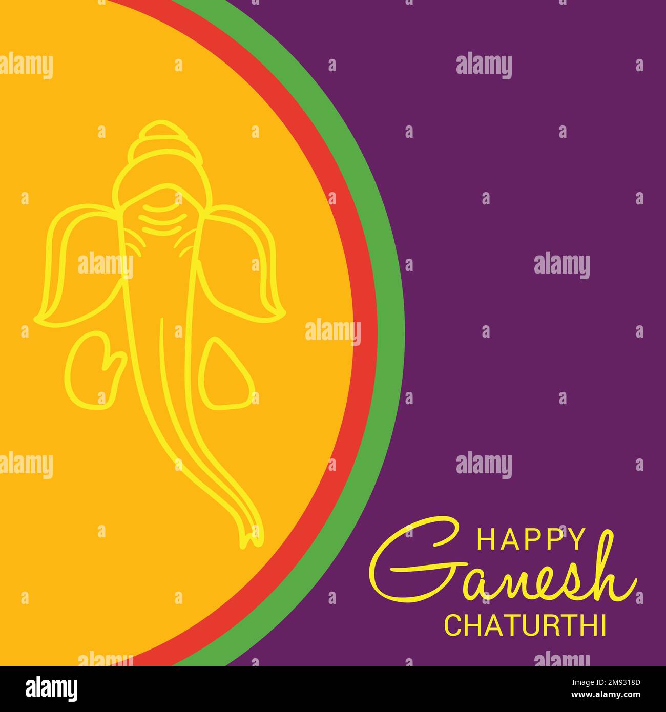 A painted elephant card for Ganesh Chaturthi festival of India isolated ...