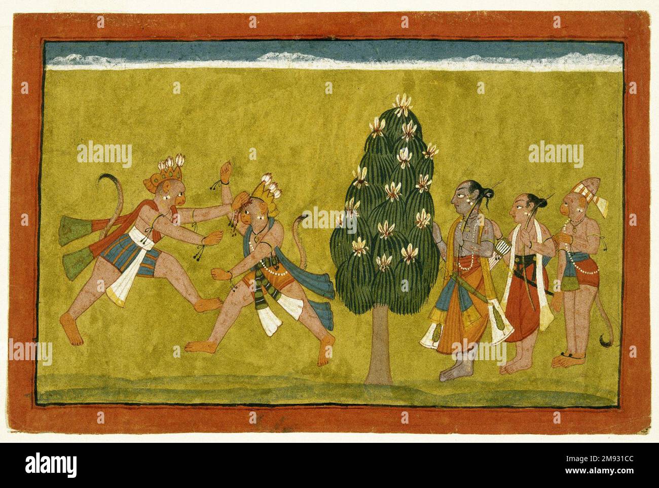 Vali and Sugriva Fighting, Folio from the Dispersed 'Shangri Ramayana ...