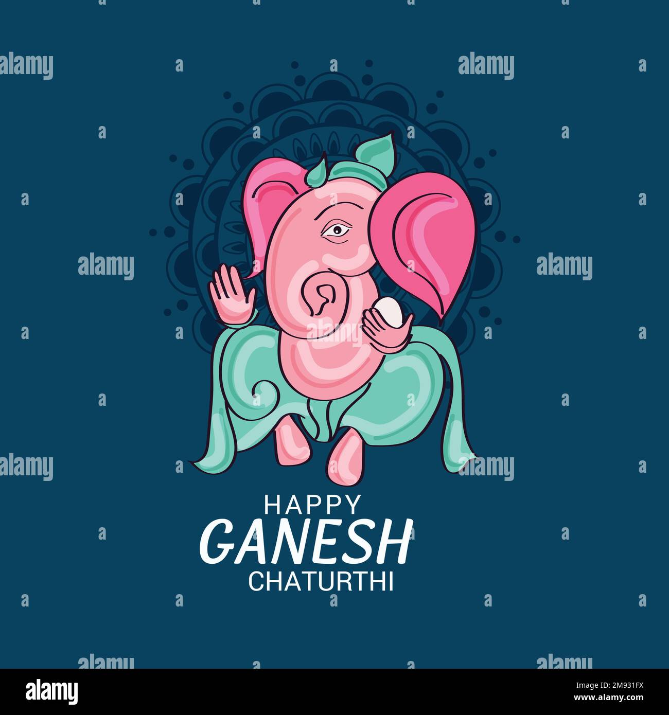 A painted elephant card for Ganesh Chaturthi festival of India isolated ...