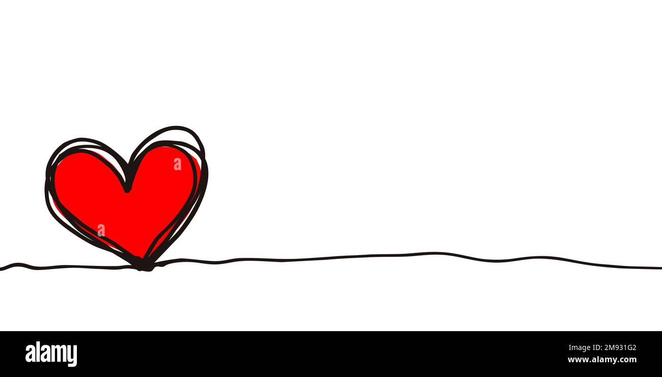 DOODLE HEART, BLACK THICK LINE STROKE, VALENTINE BANNER Stock Vector ...
