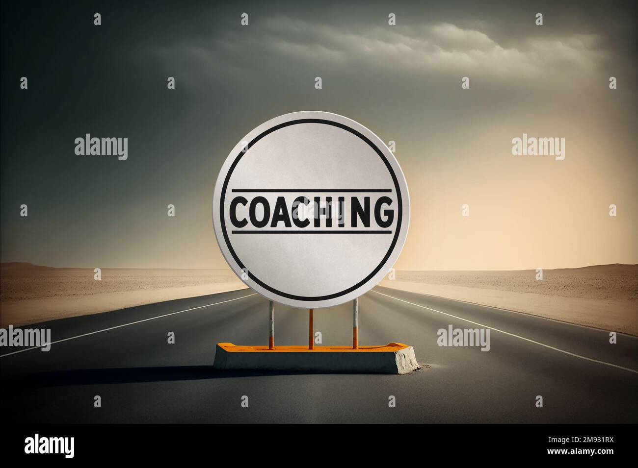 Coaching - Road sign message Stock Photo - Alamy