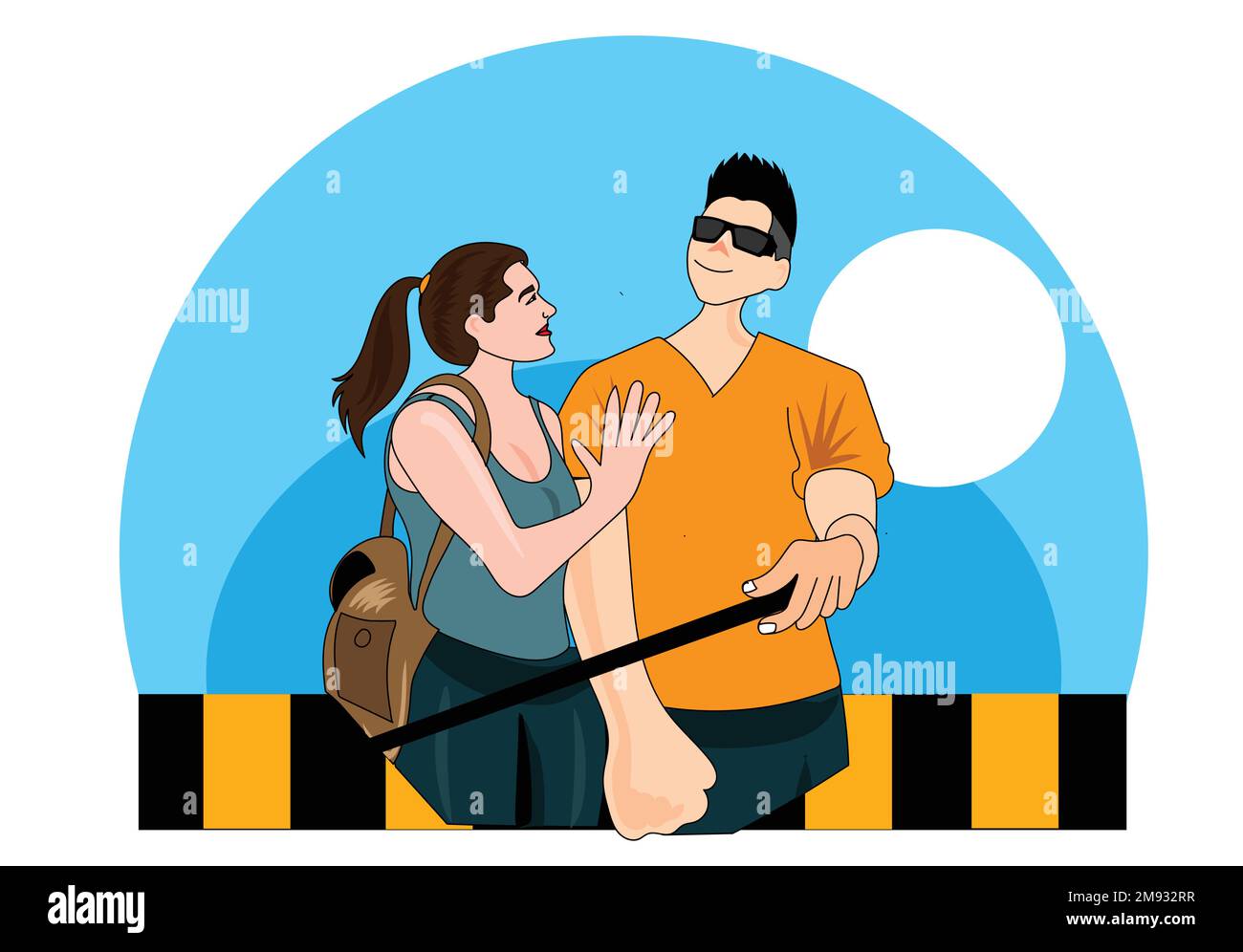 World White Cane Day guiding the Blind . 15-October Stock Vector Image ...