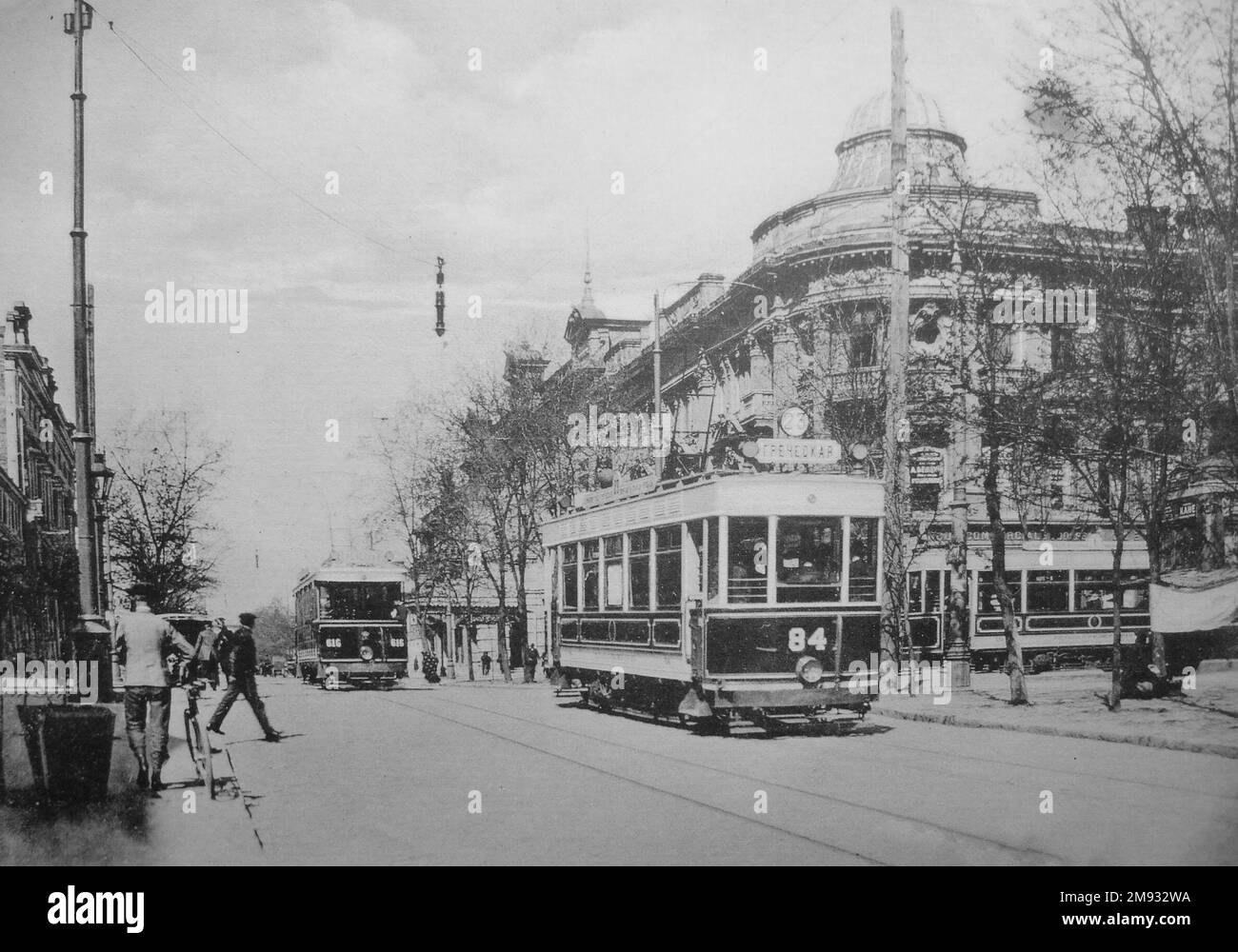 This is photo view of Odessa Ukraine street scene with trolley or tram ...