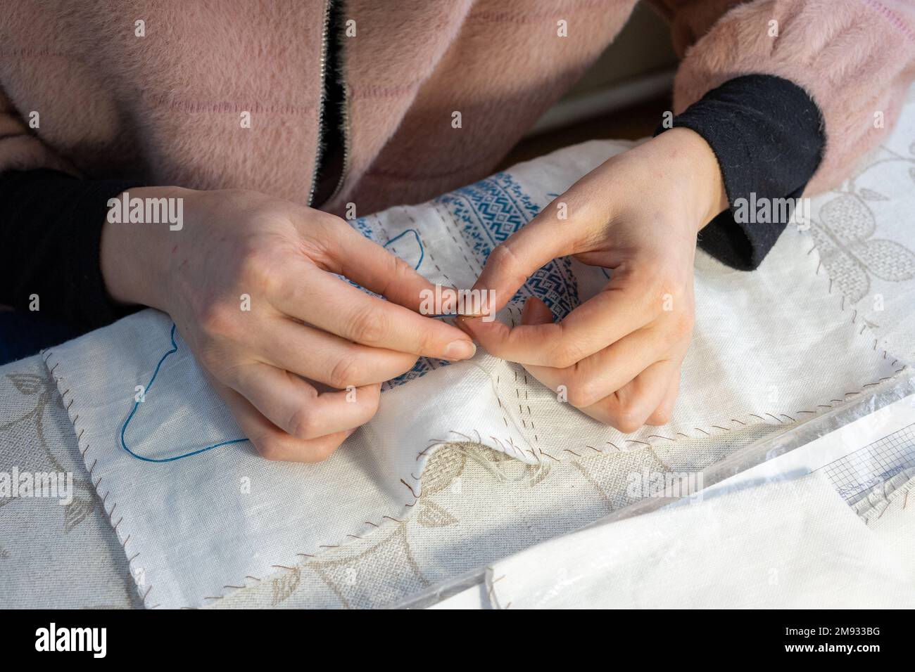 Close up female hands embroidery hi-res stock photography and images ...