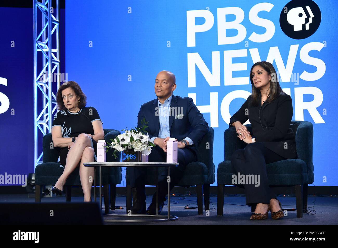 Sara Just, from left, Geoff Bennett and Amna Nawaz participate in the ...