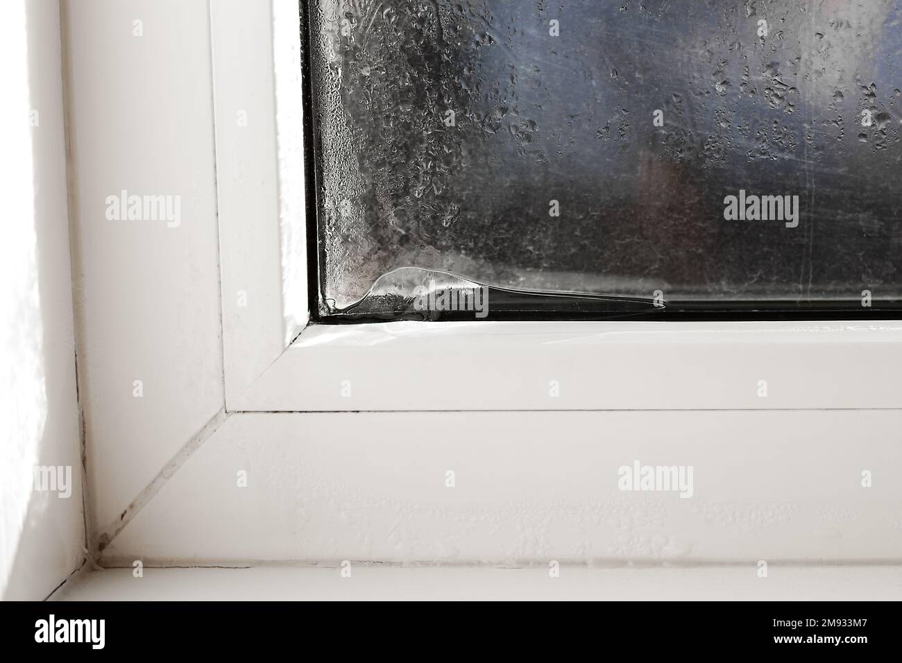 Ice forming on the inside of a window. incorrect window installation ...