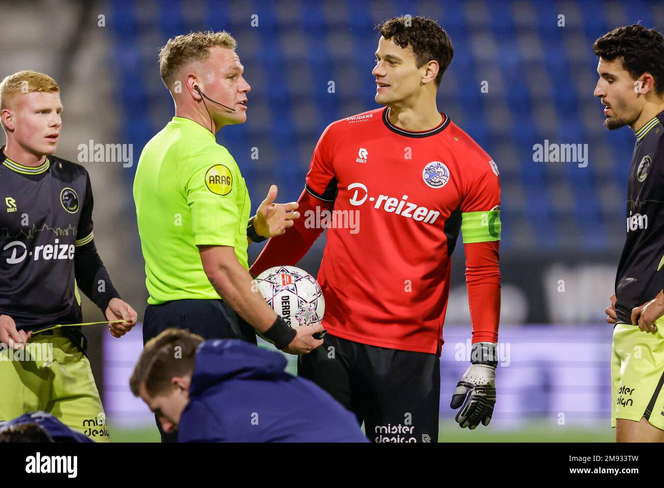 EINDHOVEN, NETHERLANDS - JANUARY 16: referee Alex Bos, goalkeeper ...