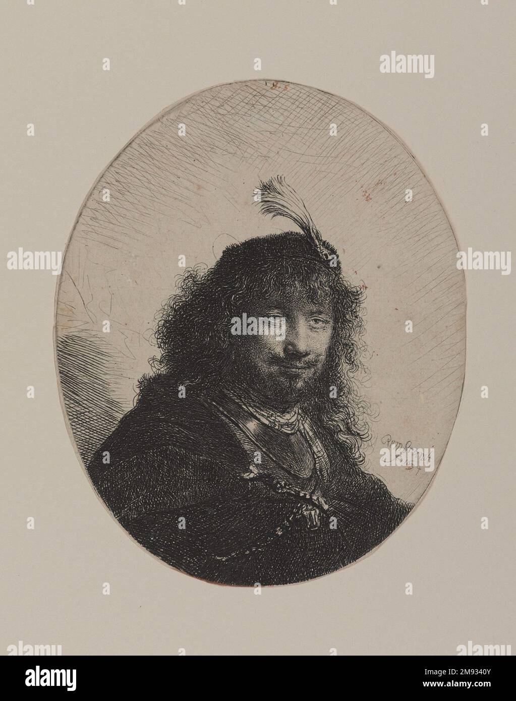 Rembrandt with Plumed Cap and Lowered Sabre Rembrandt Harmensz. van ...