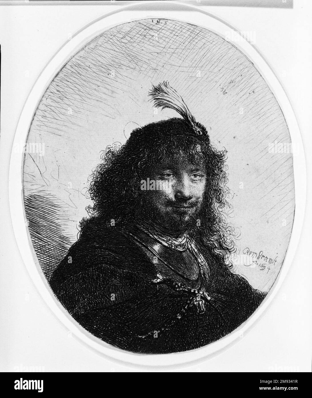 Rembrandt with Plumed Cap and Lowered Sabre Rembrandt Harmensz. van ...
