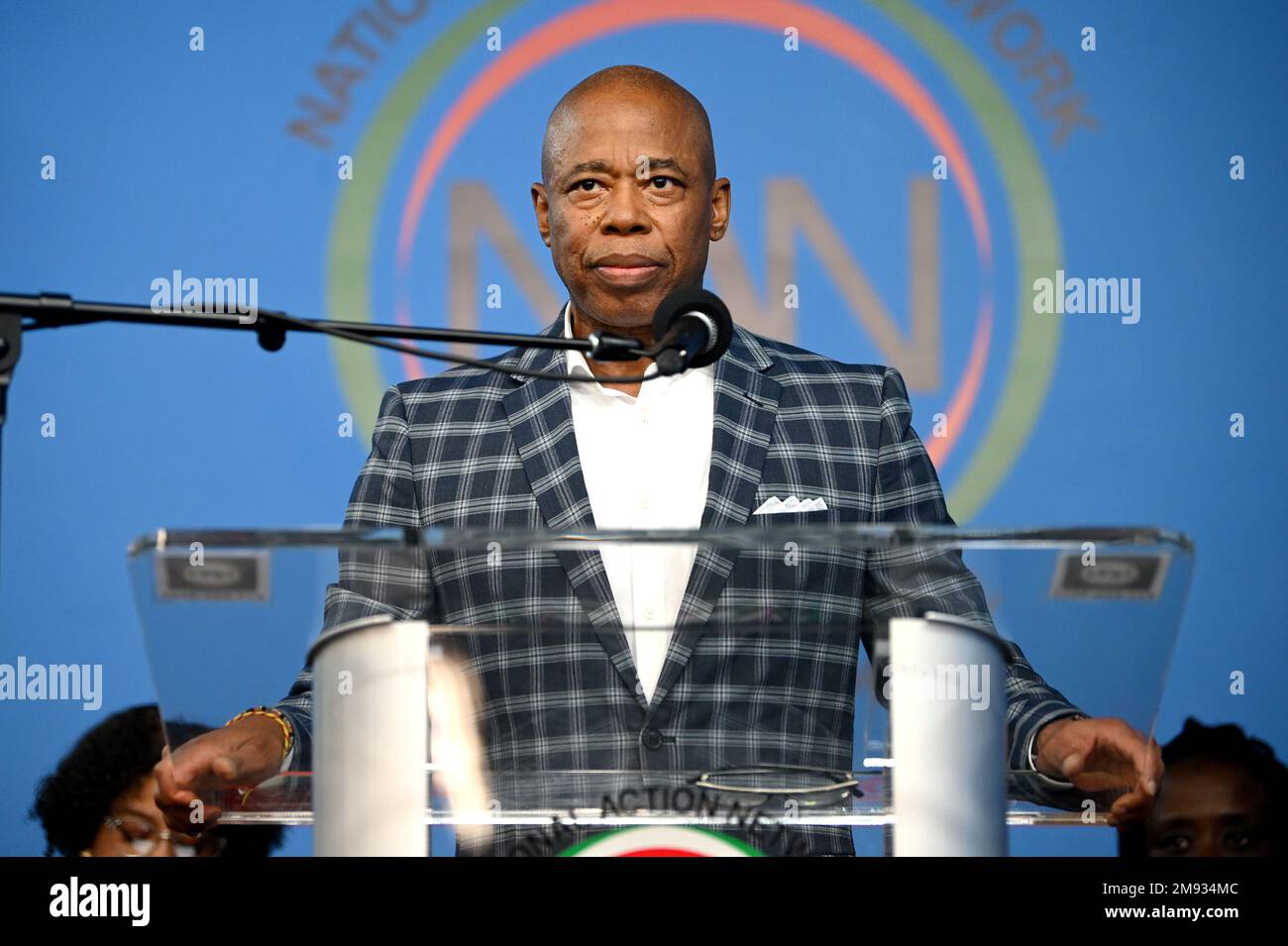 New York, USA. 16th Jan, 2023. New York City Mayor Eric Adams speaks at ...