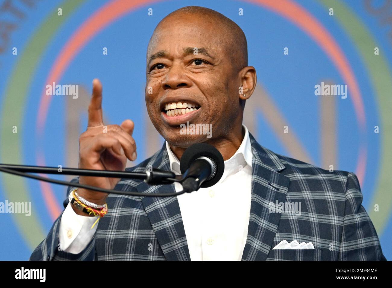 New York, USA. 16th Jan, 2023. New York City Mayor Eric Adams speaks at ...