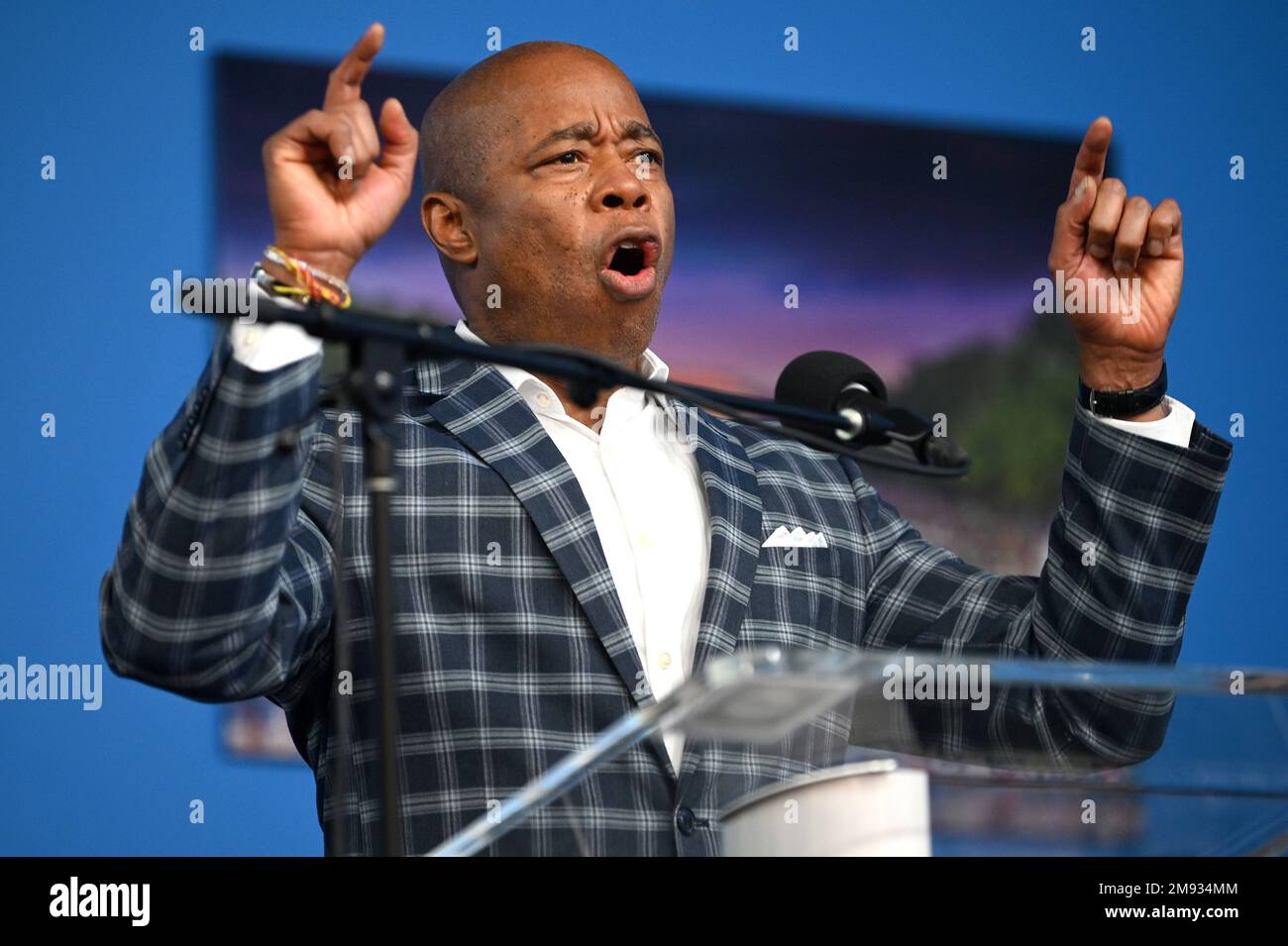 New York, USA. 16th Jan, 2023. New York City Mayor Eric Adams speaks at ...