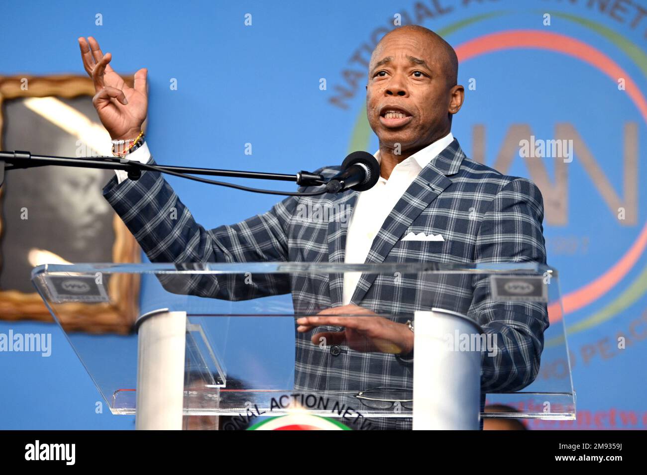 New York, USA. 16th Jan, 2023. New York City Mayor Eric Adams speaks at ...