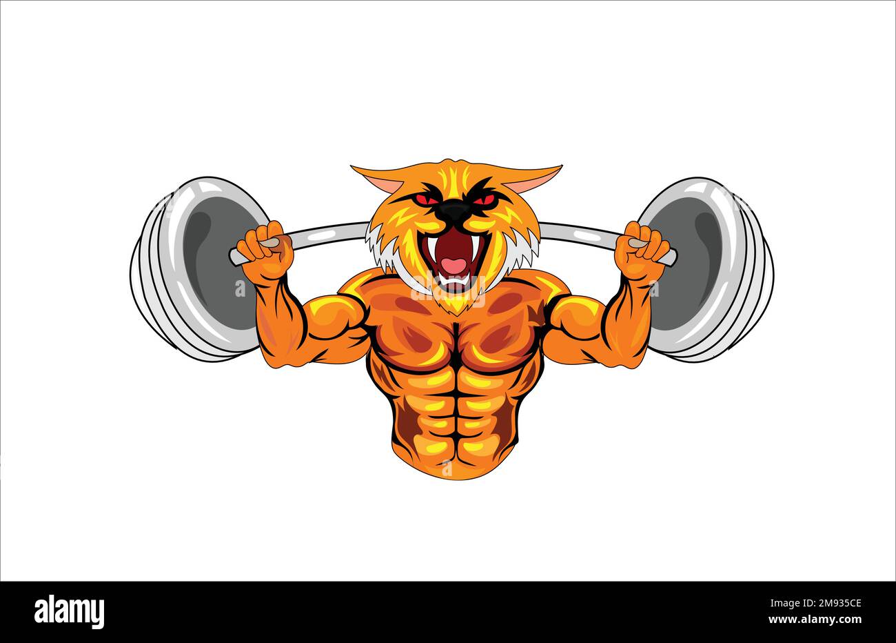 Cat bodybuilding mascot logo vector illustration on white background ...