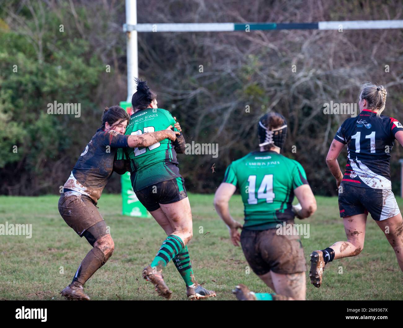 Camborne RFC playing Withycombe RFC on a very muddy pitch in January ...