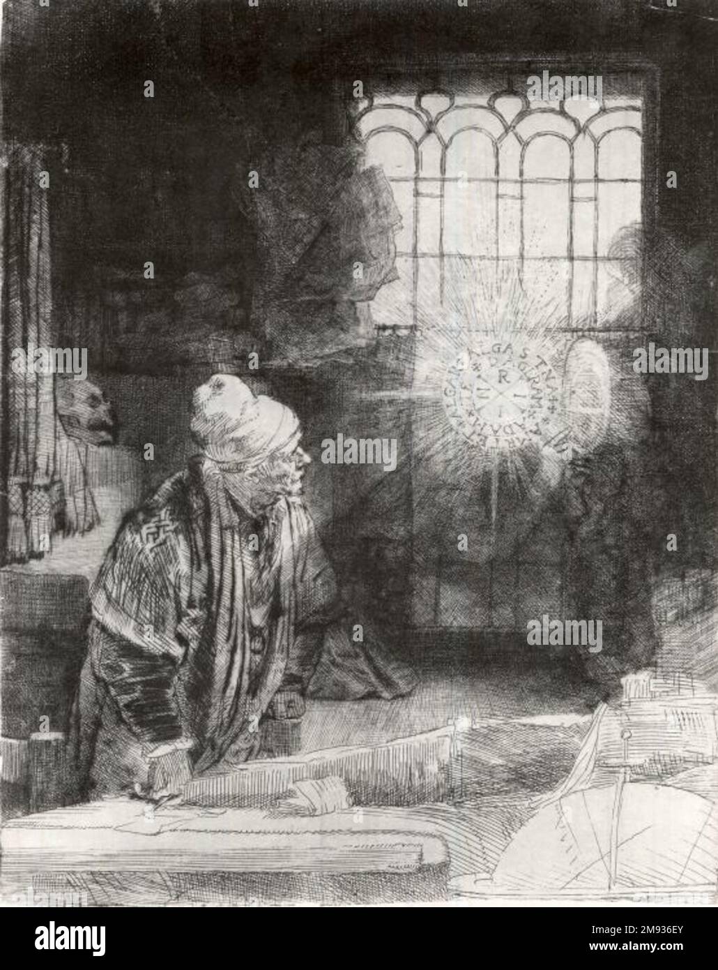 Faust in His Study, Watching a Magic Disc Rembrandt Harmensz. van Rijn ...