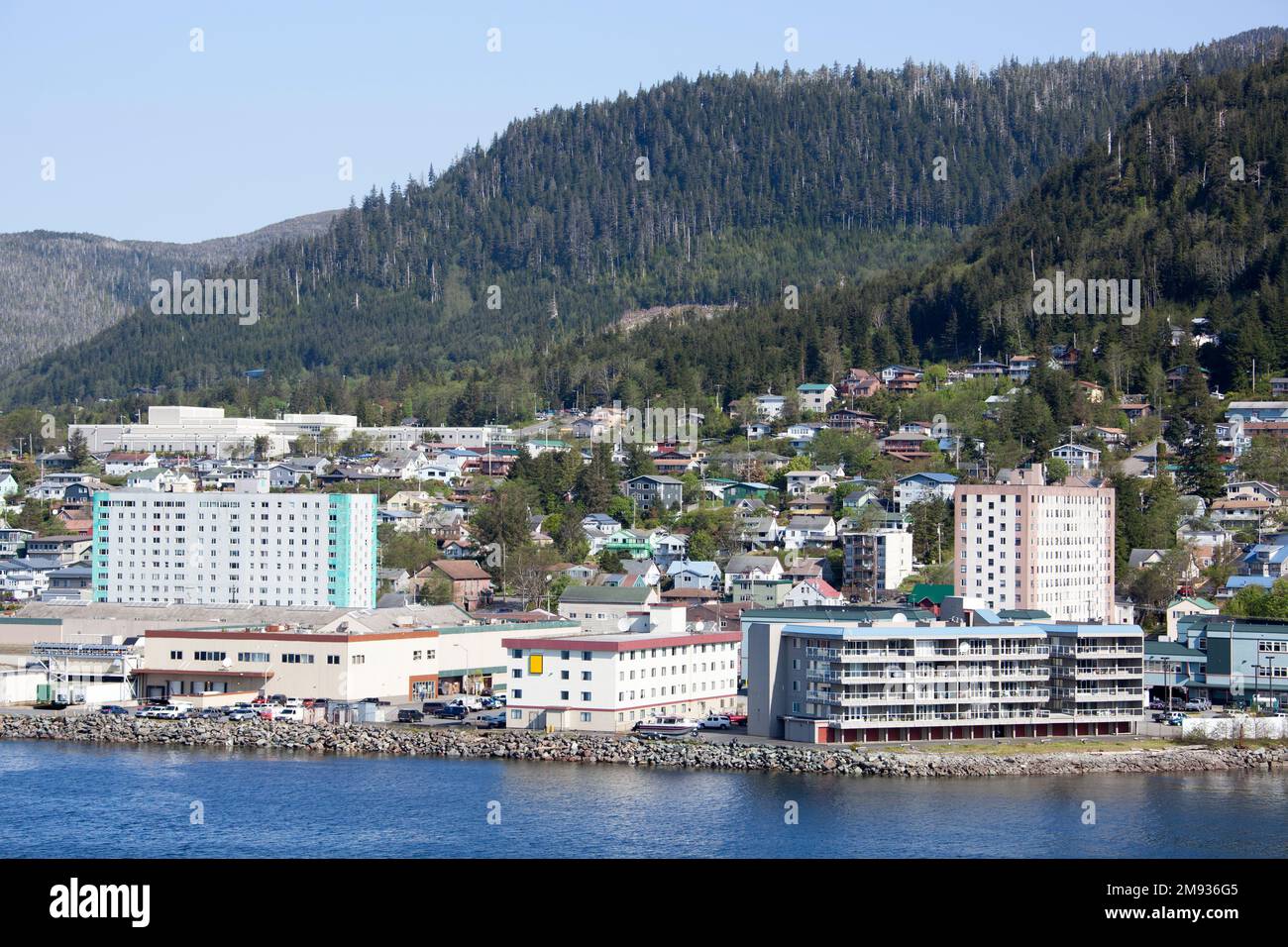The aerial view of highest residential buildings in Ketchikan town ...