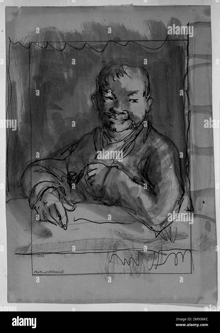 Bust Length Sketch of Man Leaning on Ledge Robert Henri (American, 1865 ...