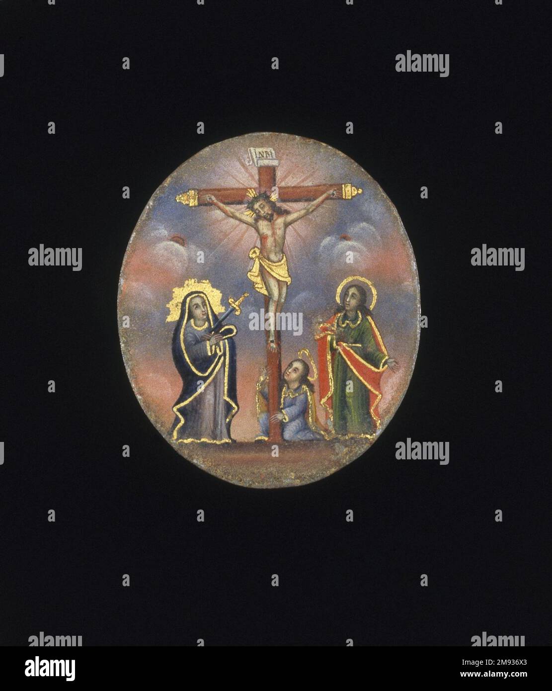 Painted Medallion Recto: Virgin of Copacabana Verso: Crucifixion with the Virgin of Sorrows ...