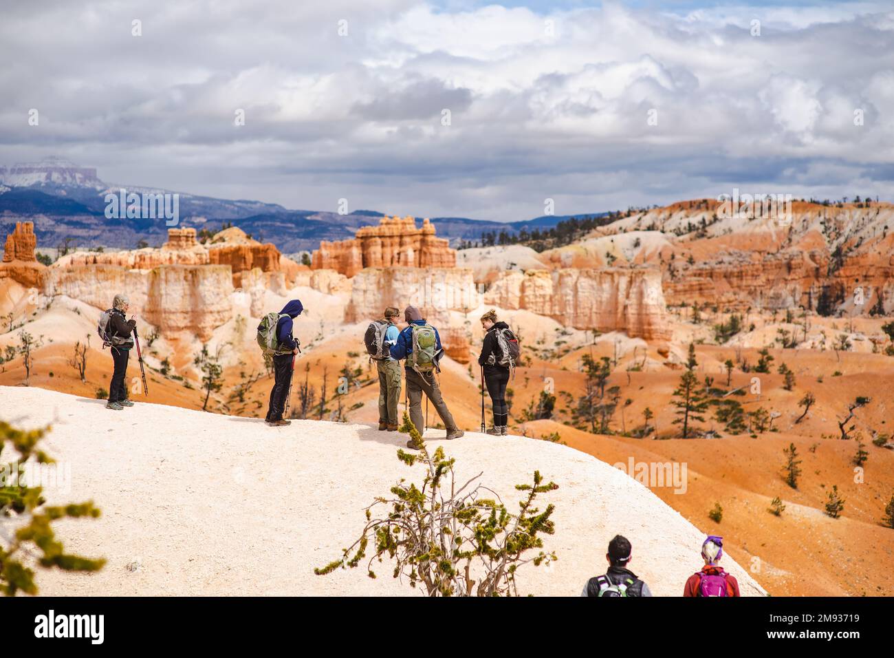 BRYCE CANYON, UTAH, USA - APRIL 2016: Group of hikers admiring a view ...