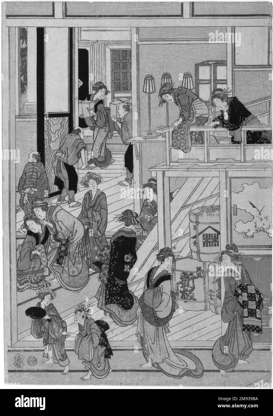 New Year's Day at the Ogiya Brothel, Yoshiwara Katsushika Hokusai ...