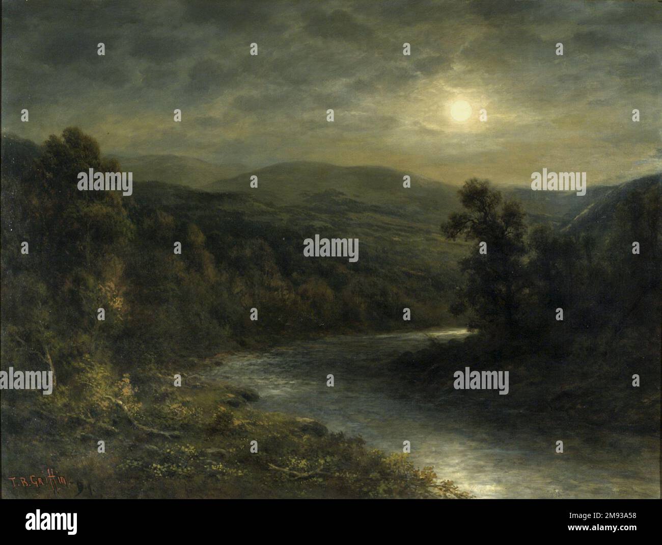 Moonlight on the Delaware River Thomas B. Griffin (American, died 1918 ...