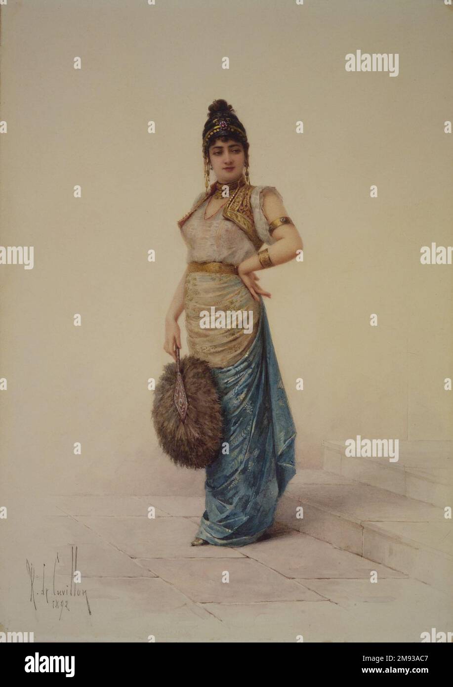 Harem Woman with Ostrich Fan Louis-Robert de Cuvillon (French, 1848 ...