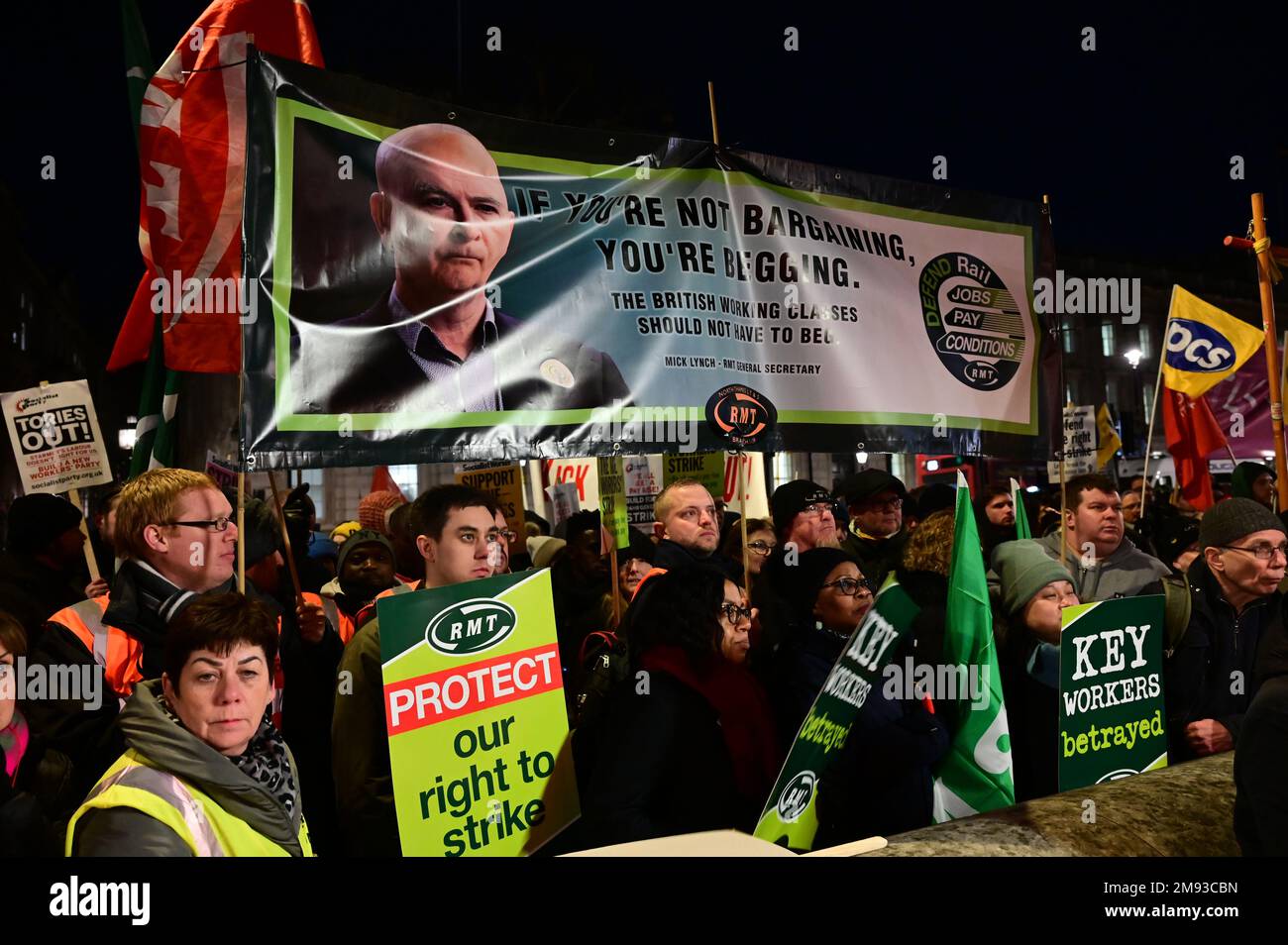 Downing street, January 16 2023. London, UK. Unions the workers, and ...