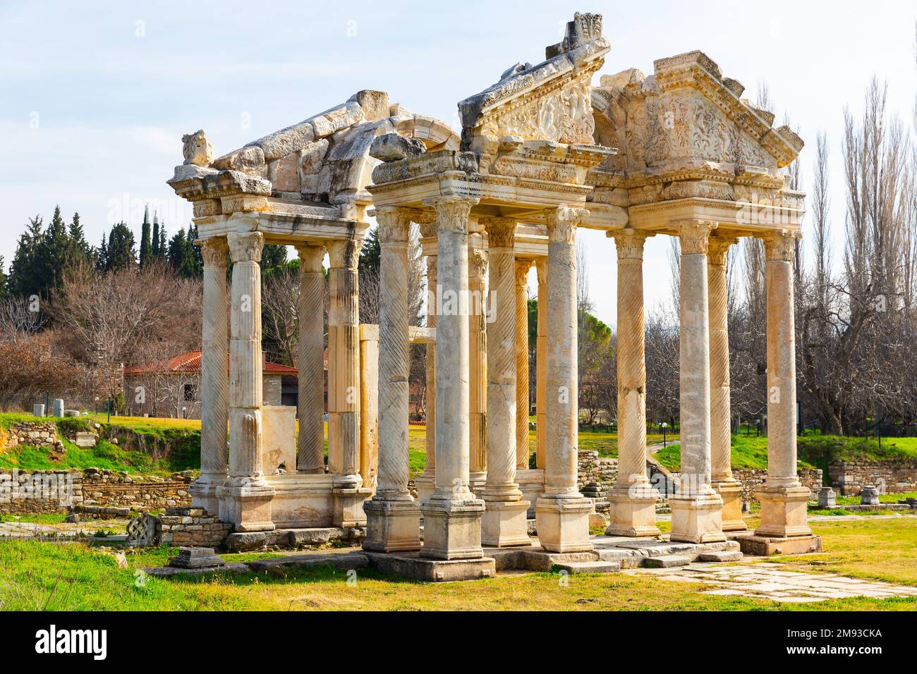 Monumental gate of Aphrodisias in form of tetrapylon, Turkey Stock ...