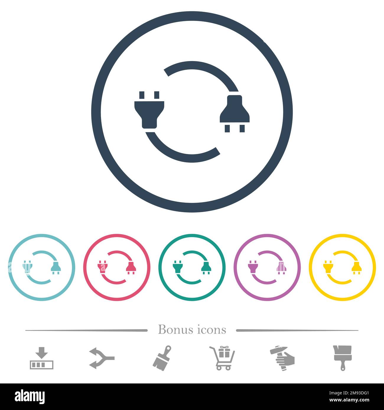 Electrical plug and cord flat color icons in round outlines. 6 bonus ...
