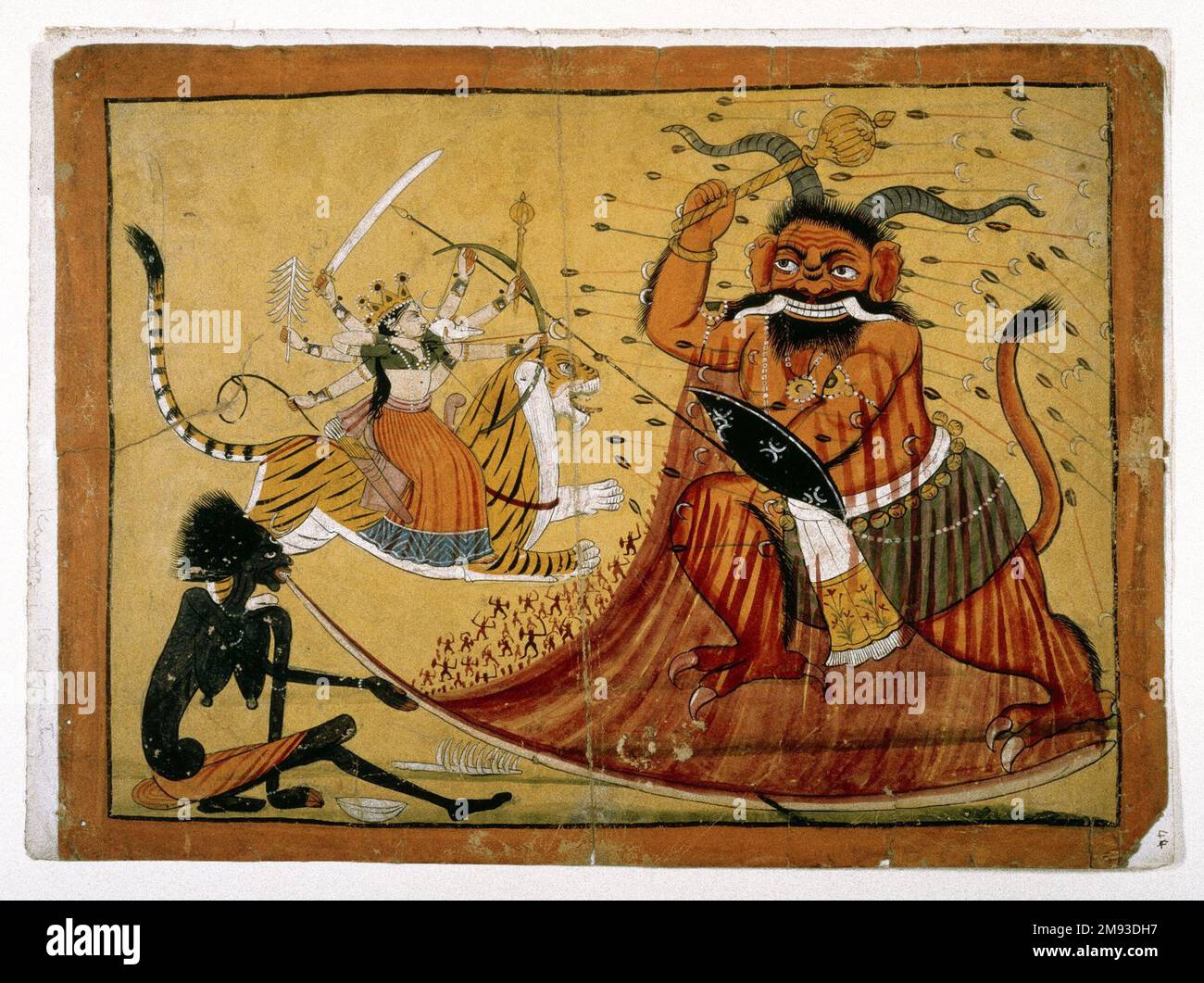 Durga Slaying the Buffalo Demon, Raktabij, and Kali Lapping up the ...
