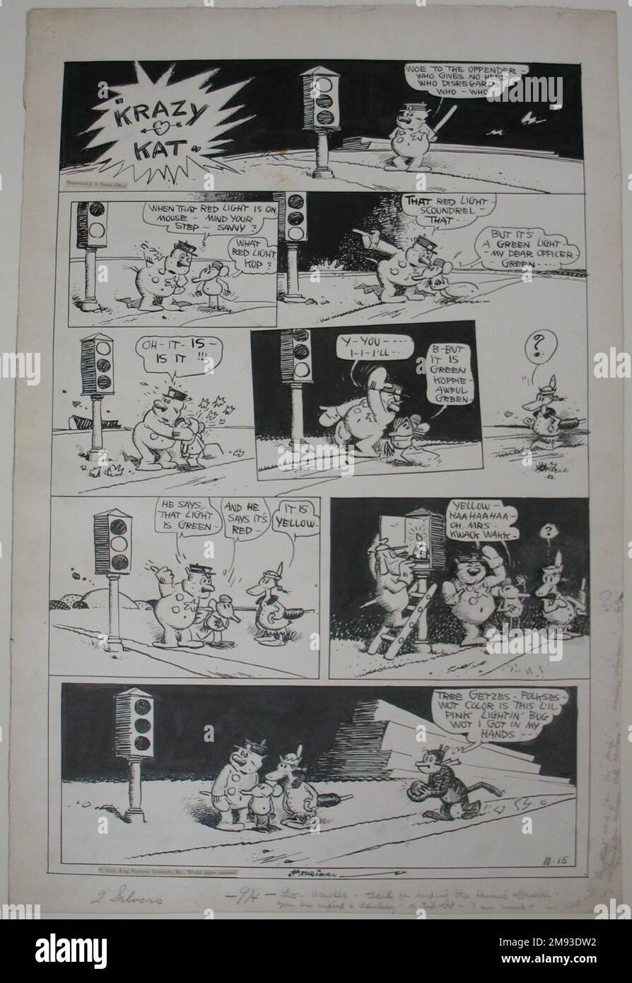 Krazy Kat George Herriman (American, 1880-1944). , 1936. Pen and ink on ...