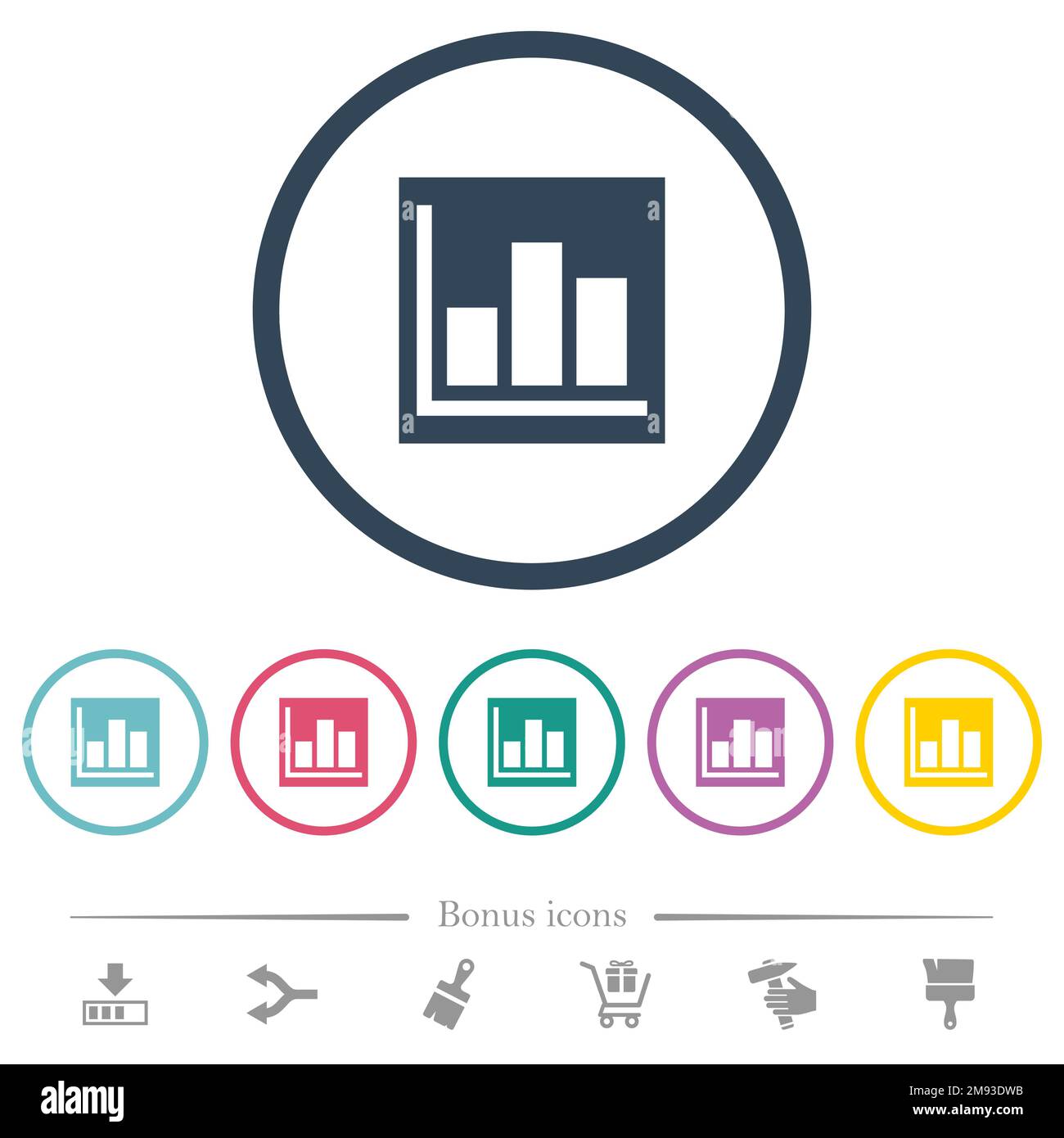 Bar graph statistics solid flat color icons in round outlines. 6 bonus ...