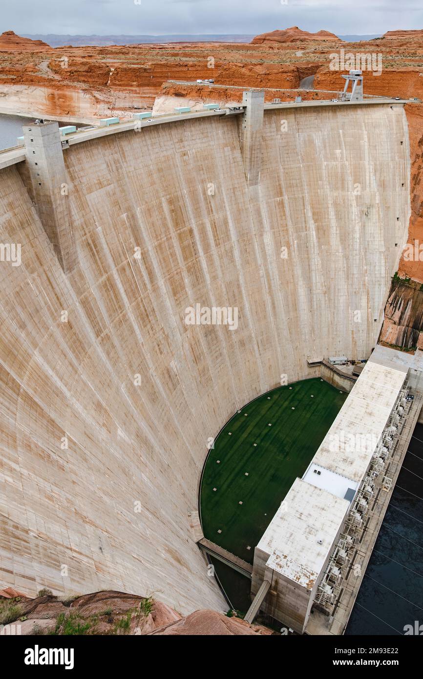 Glen Canyon dam on the Colorado River and Lake Powell in Arizona, USA ...