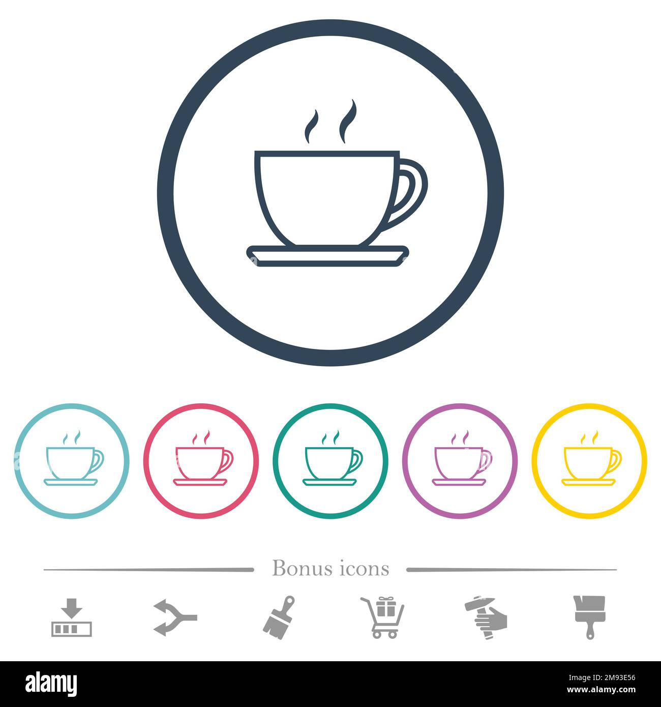 Cup Of Coffee Outline Flat Color Icons In Round Outlines 6 Bonus Icons Included Stock Vector