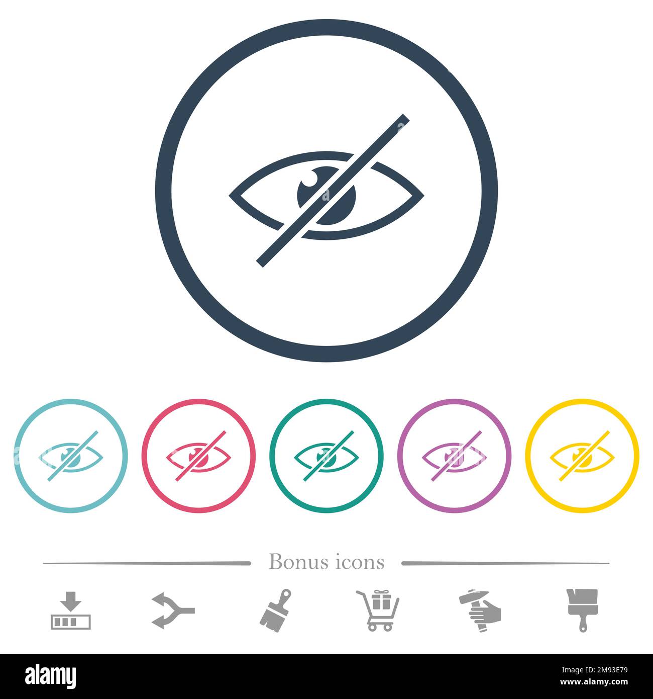 Visually impaired flat color icons in round outlines. 6 bonus icons ...