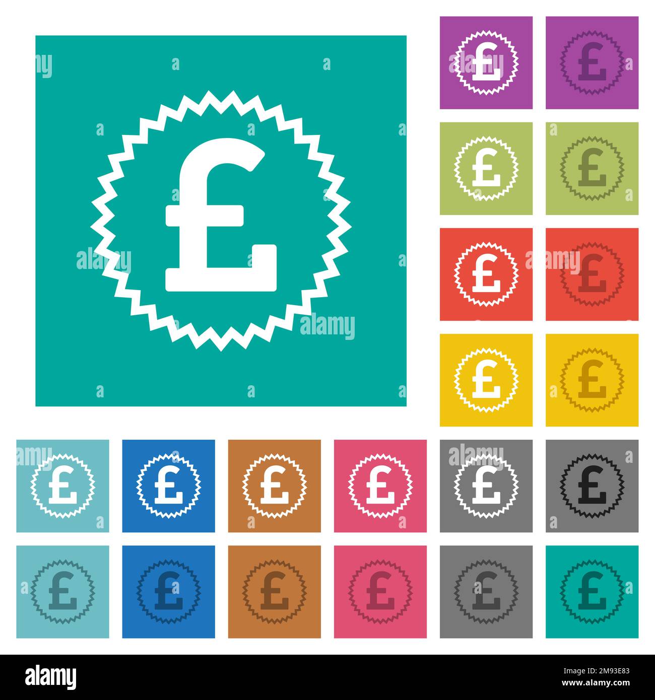 English Pound sticker alternate multi colored flat icons on plain ...