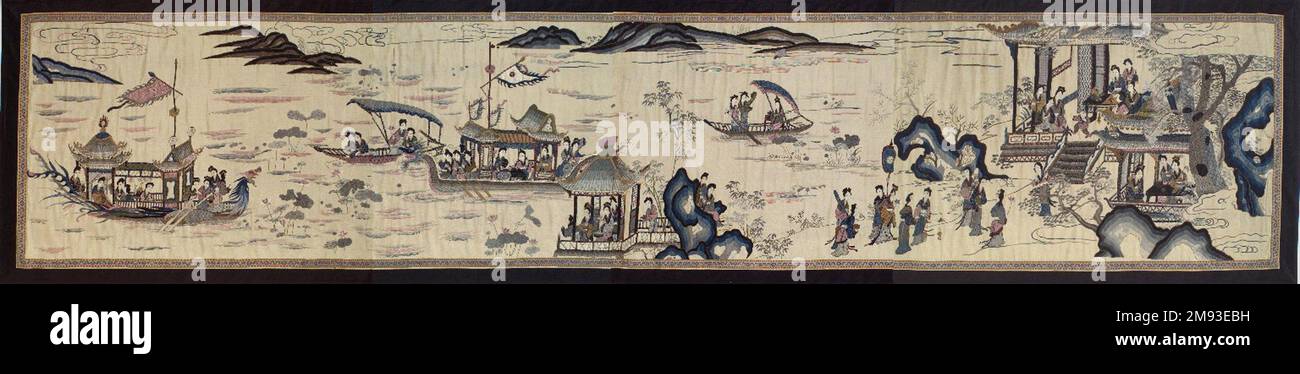 Narrative Panel Narrative Panel, late 19th century. Silk satin with ...
