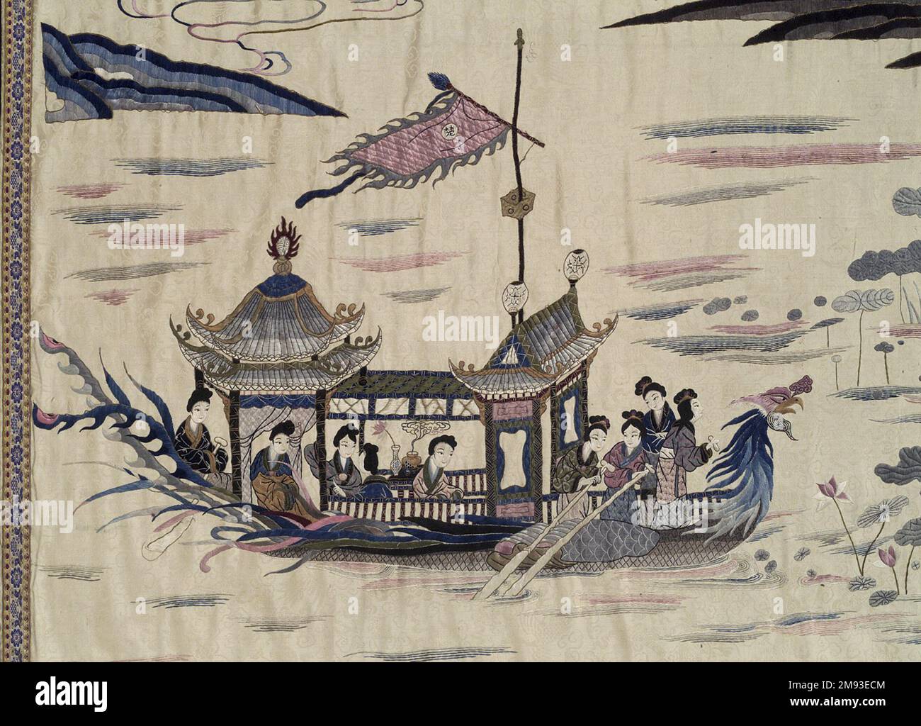 Narrative Panel Narrative Panel, late 19th century. Silk satin with ...