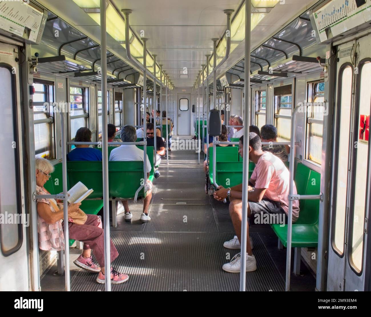 Riding public transportation - a metro train in Rome, Italy Stock Photo ...