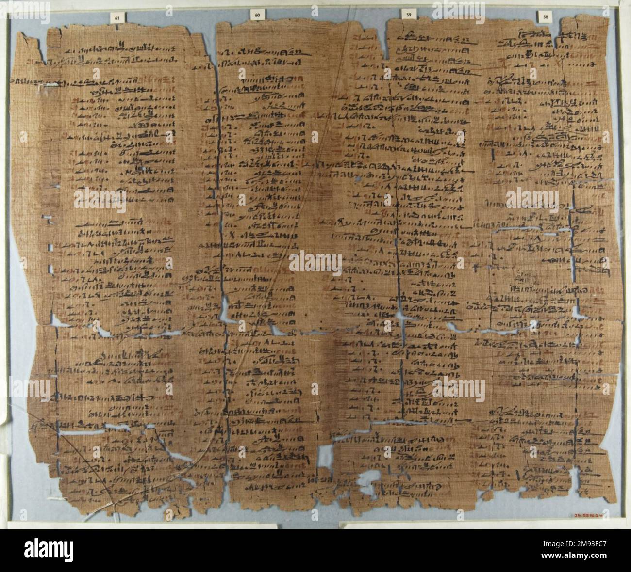 The Wilbour Papyrus , ca. 1147 B.C.E. Papyrus, ink, Glass: 18 1/8 x 21 ...