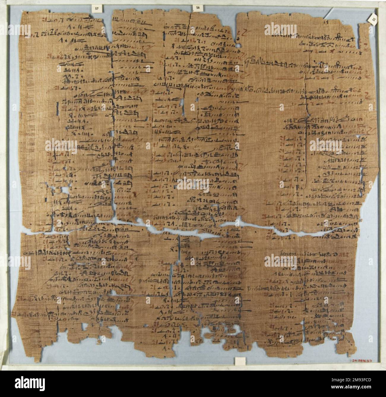 The Wilbour Papyrus , ca. 1147 B.C.E. Papyrus, ink, Glass: 18 1/8 x 18 ...