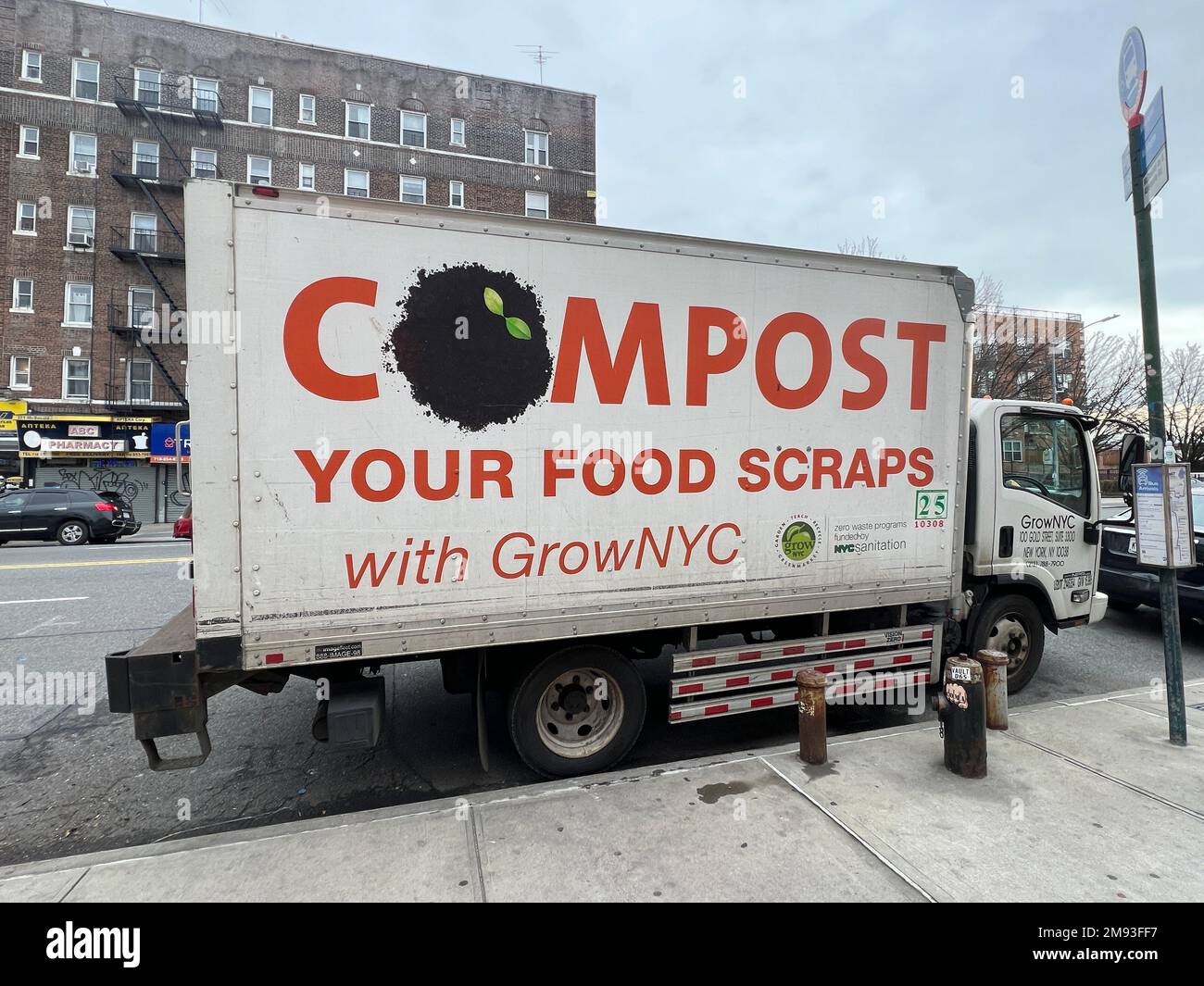Grow NYC truck that maintains compost dropoff bins that residents are ...